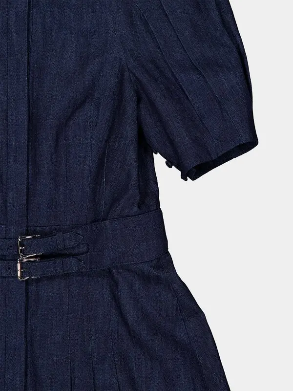 Gabriela Hearst Denim Cotton Midi Dress With Belt - Blue