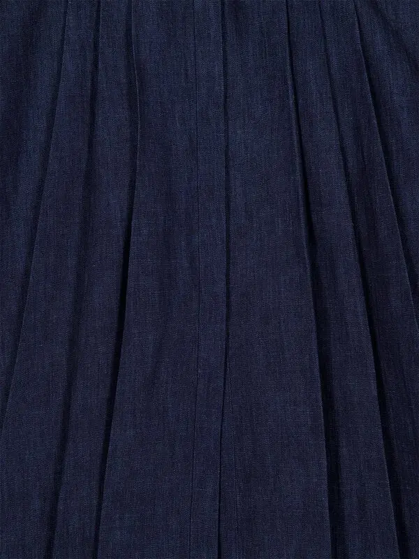 Gabriela Hearst Denim Cotton Midi Dress With Belt - Blue