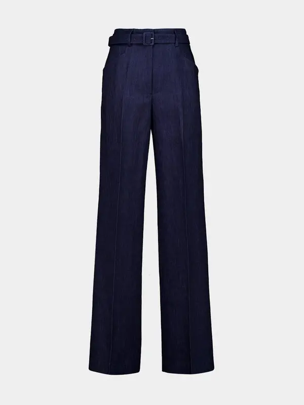 Gabriela Hearst Norman Wide-leg Cotton Trousers - Blue
