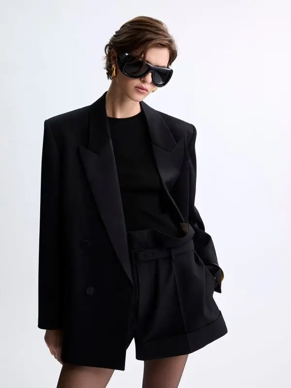 Saint Laurent Mohair And Wool Tailored Paperbag Shorts