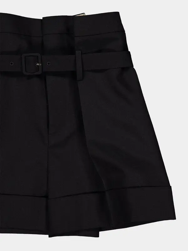 Saint Laurent Mohair And Wool Tailored Paperbag Shorts