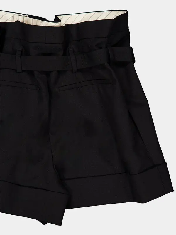 Saint Laurent Mohair And Wool Tailored Paperbag Shorts