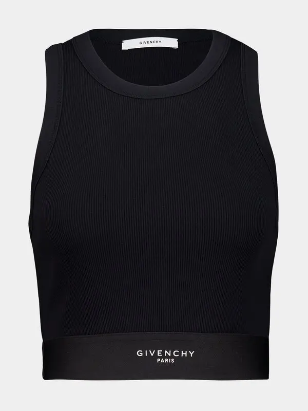 Givenchy Cropped Ribbed Cotton Tank Top - Black