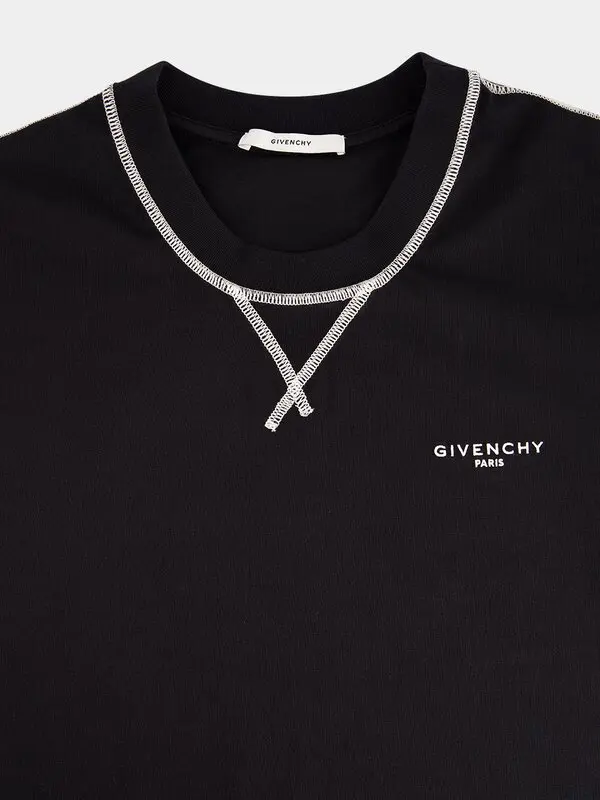 Givenchy Cotton T-shirt With Contrast Stitching - Black