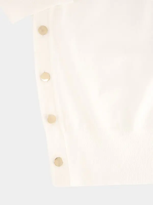 Altuzarra Short Sleeve Knit Sweater With Asymmetrical Button Detail