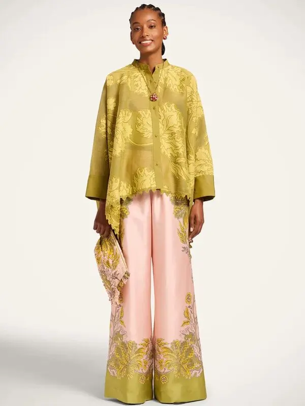 La DoubleJ Swathe Placée Silk Twill Palazzo Pants - Multicolour