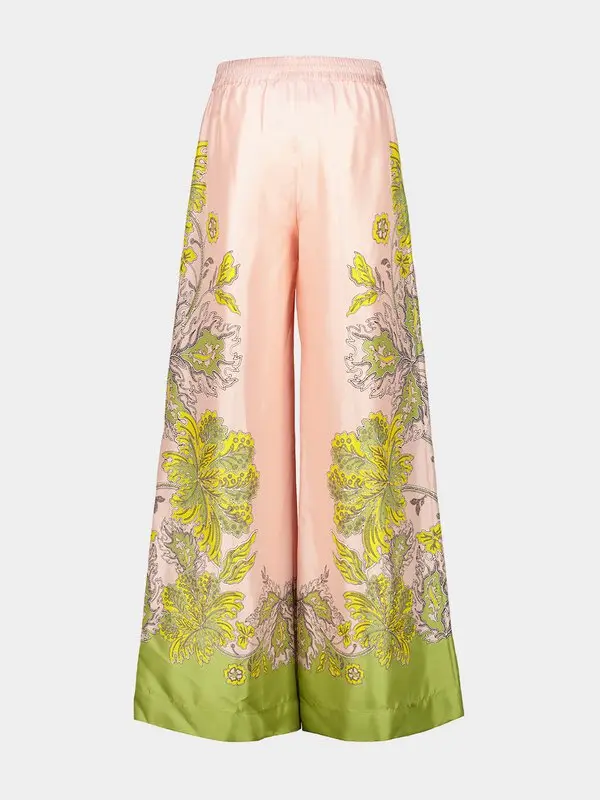 La DoubleJ Swathe Placée Silk Twill Palazzo Pants - Multicolour