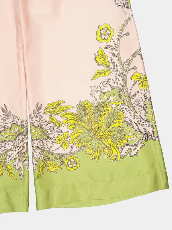 La DoubleJ Swathe Placée Silk Twill Palazzo Pants - Multicolour