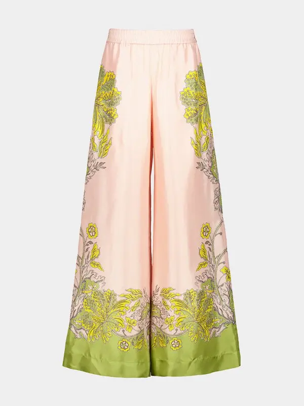 La DoubleJ Swathe Placée Silk Twill Palazzo Pants - Multicolour