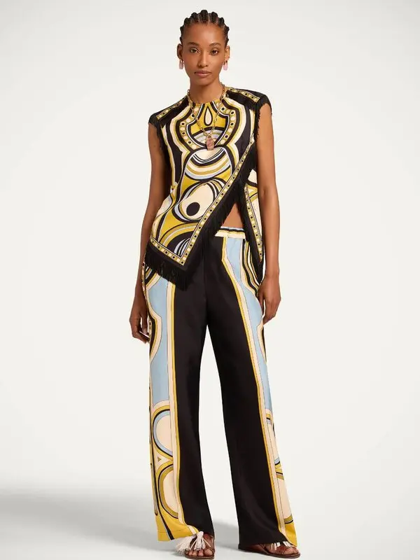 La DoubleJ Sanctuary Placée Black Silk Twill Club Pants - Multicolour