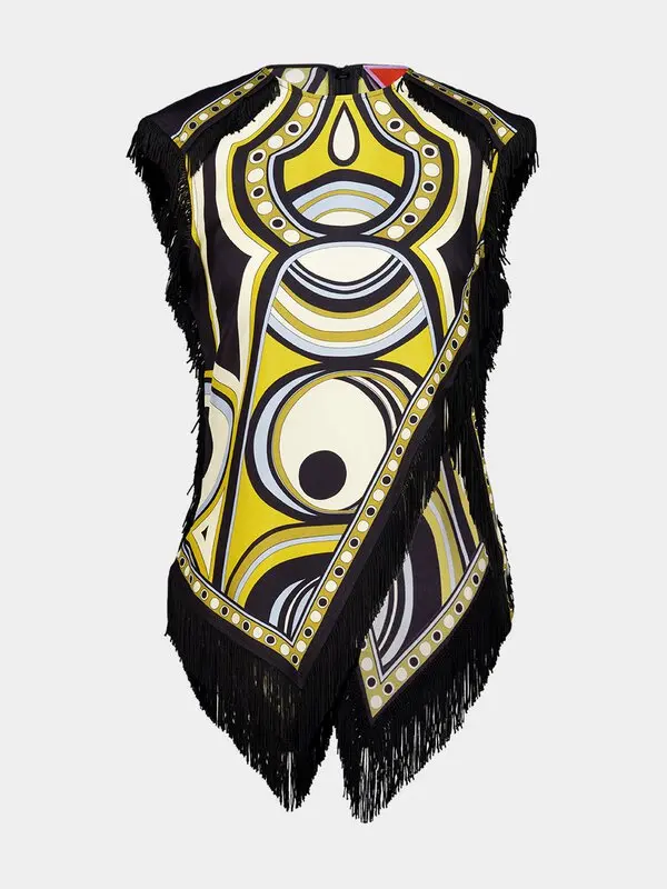 La DoubleJ Sanctuary Placée Gold Silk Twill Scarf Top - Multicolour