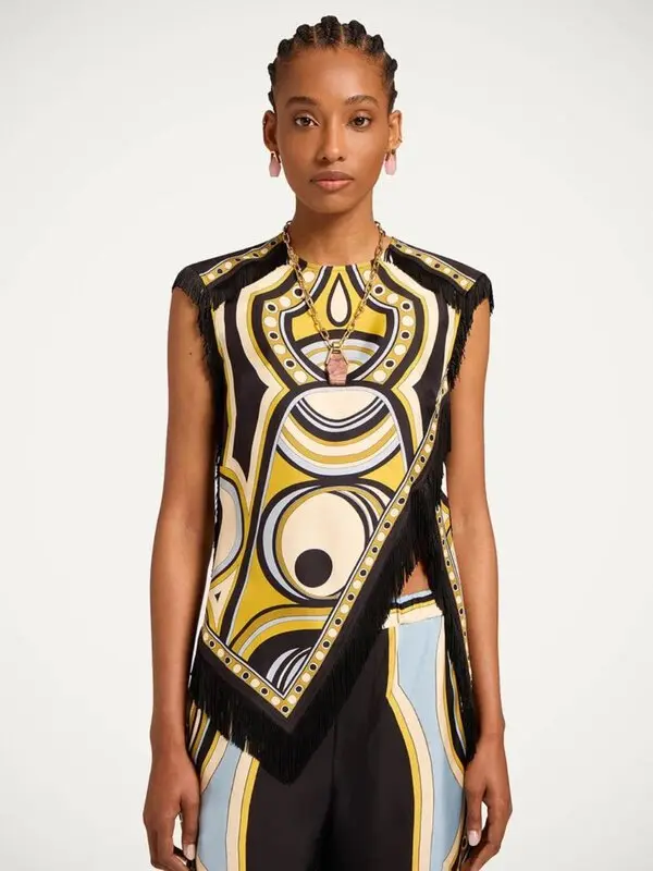 La DoubleJ Sanctuary Placée Gold Silk Twill Scarf Top