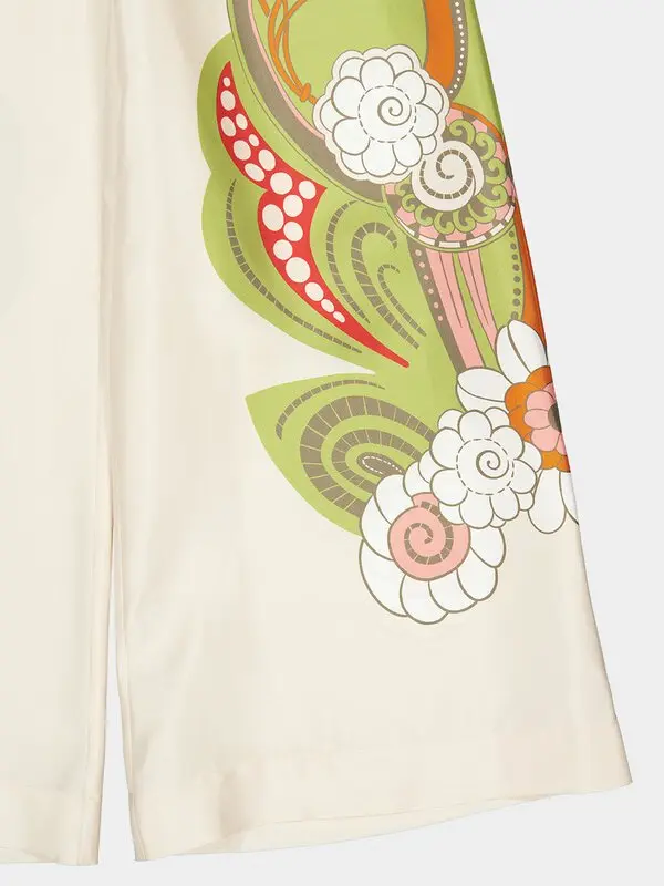 La DoubleJ Date Palms Placée Silk Palazzo Pants - Multicolour