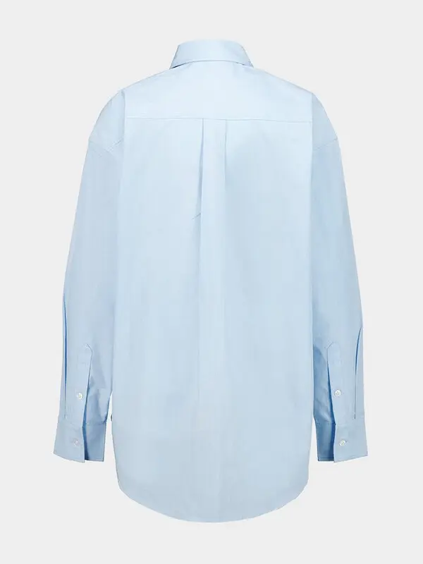 La DoubleJ Peony Placée Embroidered Cotton Boyfriend Shirt - Blue