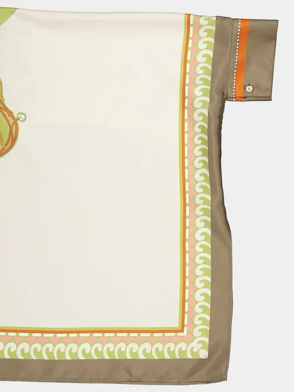 La DoubleJ Date Palms Placée Silk Foulard Shirt - Multicolour