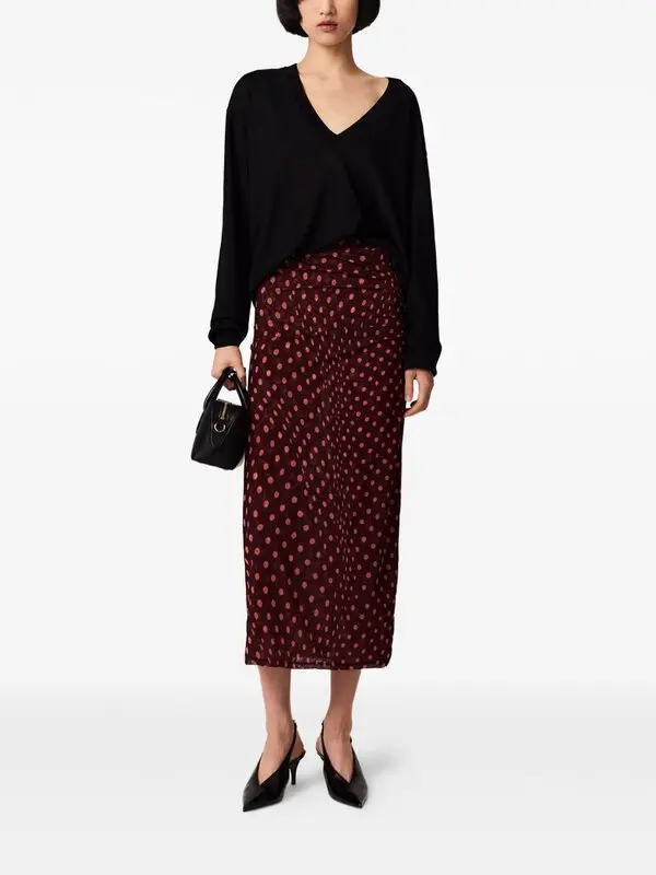 Stella McCartney Polka Dot Ruched Maxi Skirt
