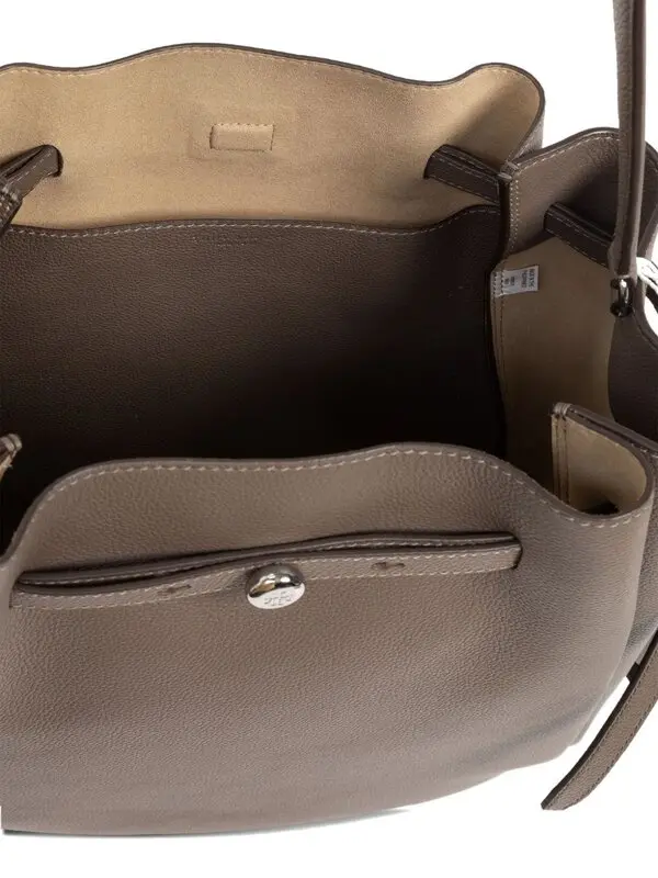 Tory Burch Romy Large Leather Bucket Bag - Grey