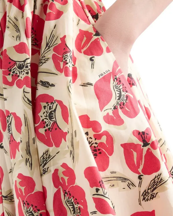 Prada Soft Poplin "flowers" Print Dress