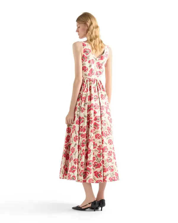 Prada Soft Poplin "flowers" Print Dress