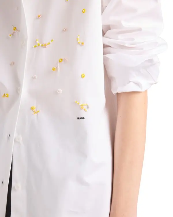 Prada Embroidered Poplin Shirt