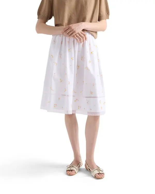 Prada Embroidered Poplin Skirt