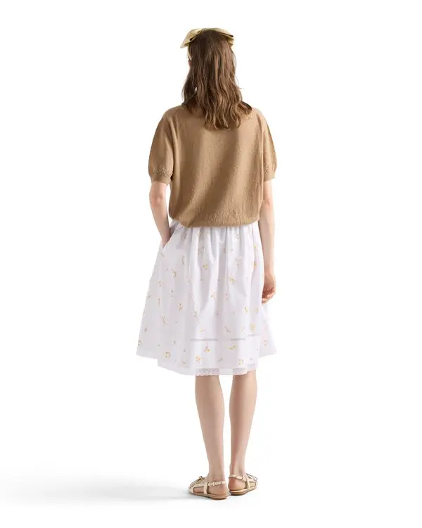 Prada Embroidered Poplin Skirt