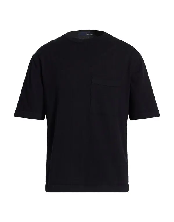 LARDINI Cotton Knit Short Sleeve Sweater With Chest Pocket
