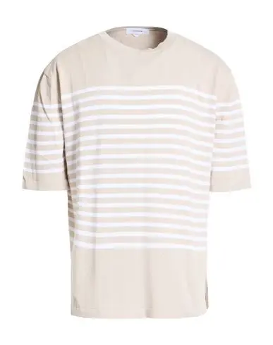 LARDINI Striped Cotton Crewneck Sweater - Beige