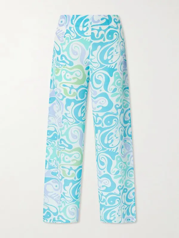 EMPORIO SIRENUSE Stephan Printed Silk Wide-leg Trousers