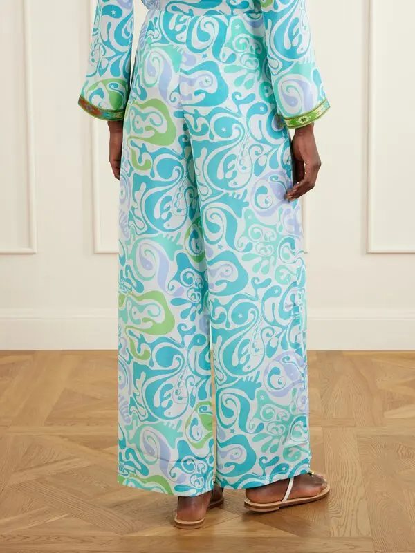 EMPORIO SIRENUSE Stephan Printed Silk Wide-leg Trousers