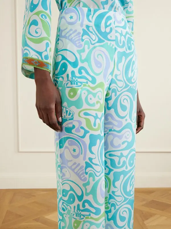 EMPORIO SIRENUSE Stephan Printed Silk Wide-leg Trousers