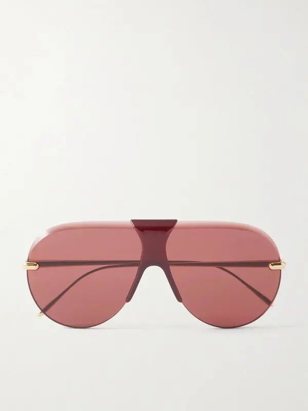 Loewe Aviator-style Gold-tone And Acetate Sunglasses - Red