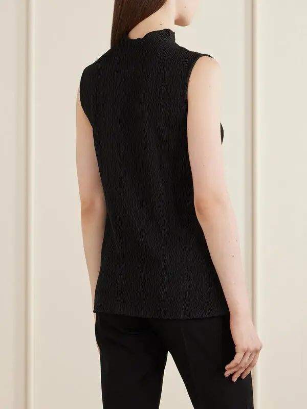 THE ROW Oakson Silk Plissé Turtleneck Sweater