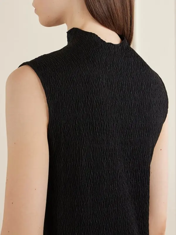 THE ROW Oakson Silk Plissé Turtleneck Sweater