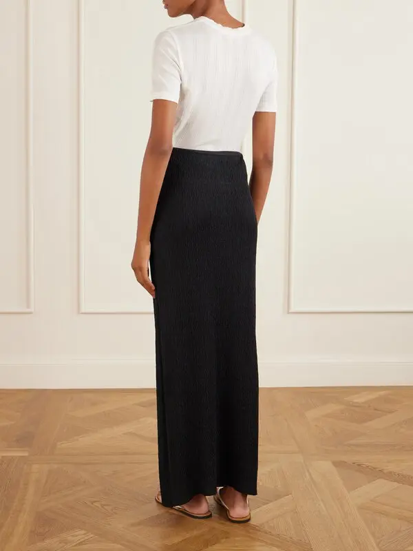 THE ROW Oboe Silk Plissé Maxi Skirt - Black
