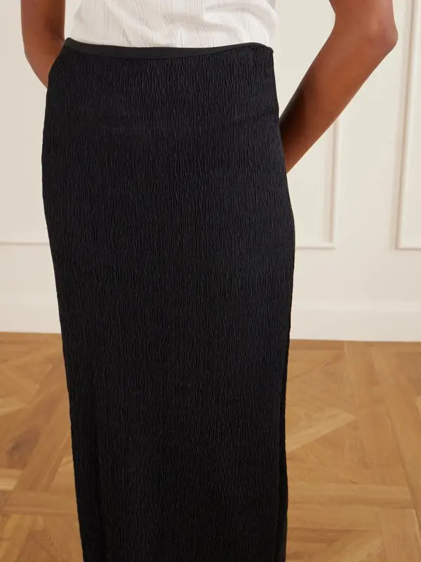THE ROW Oboe Silk Plissé Maxi Skirt - Black