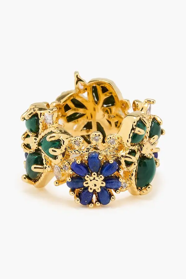 Zimmermann Gold-tone Multistone Ring With Lapis Lazuli And Malachite