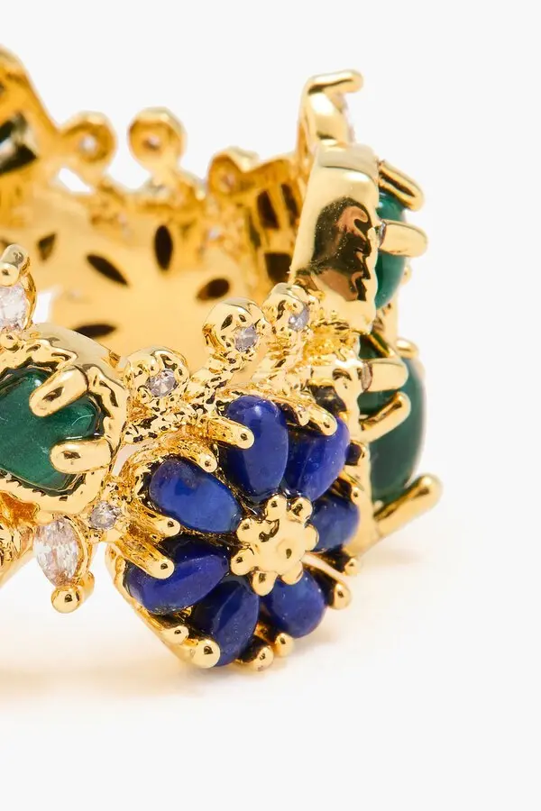 Zimmermann Gold-tone Multistone Ring With Lapis Lazuli And Malachite