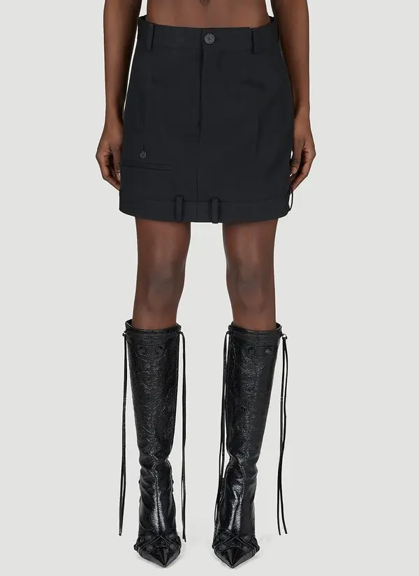 Balenciaga Deconstructed Wool Mini Skirt - Black