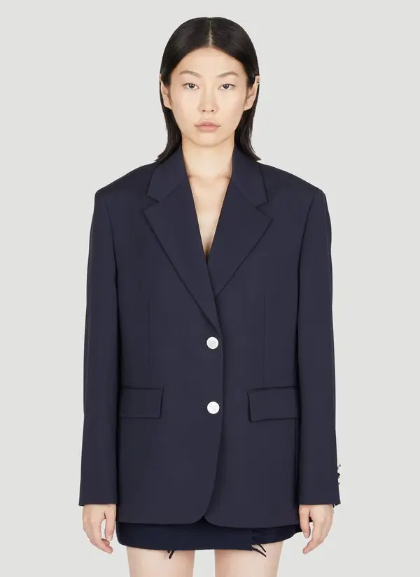 Prada Wool Mohair Suit Blazer - Blue