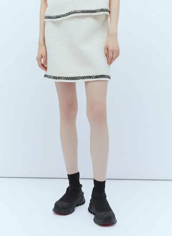 Moncler Tweed Mini Skirt With Contrast Hem - White
