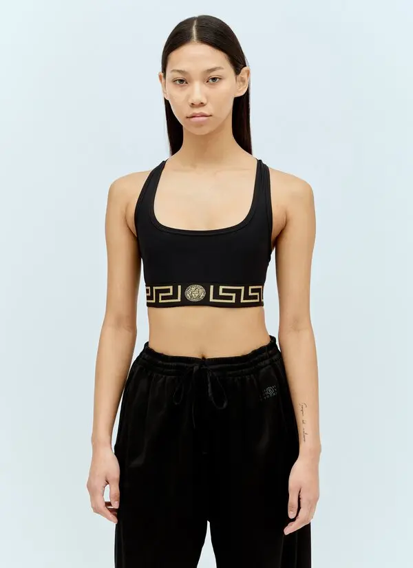 Versace Greca Trim Sports Bra - Black