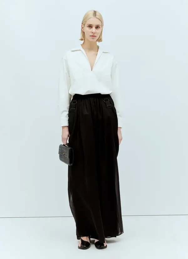 Max Mara Silk Chiffon Maxi Skirt - Black