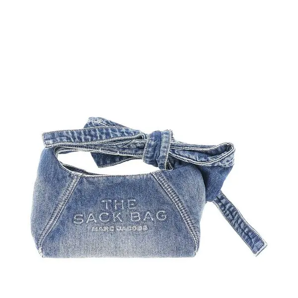 Marc Jacobs Denim The Sack Bag Handbag With Bow Detail - Blue