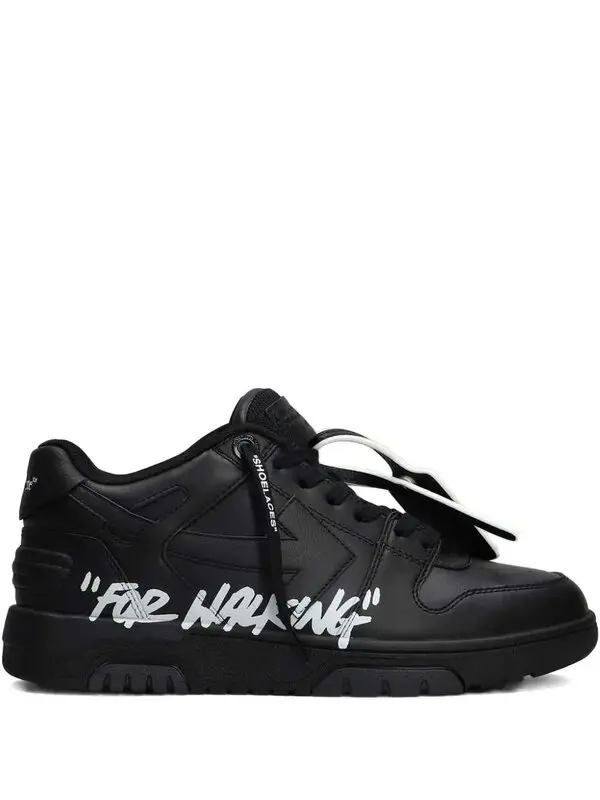 Off-White For Walking" Lace-up Leather Sneakers - Black