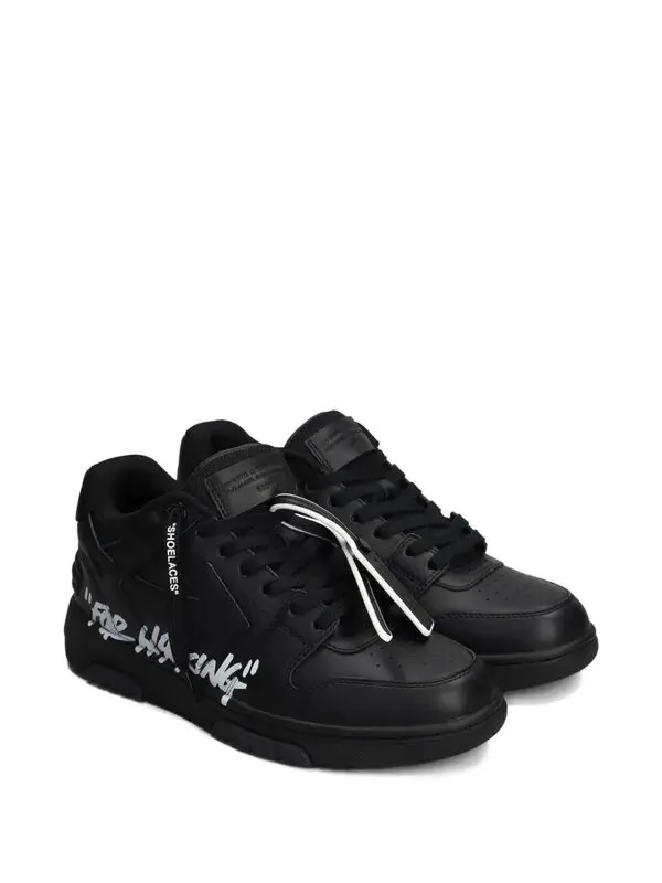 Off-White For Walking" Lace-up Leather Sneakers - Black