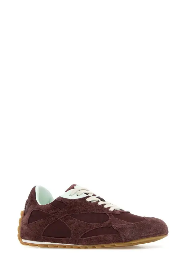 Bottega Veneta Burgundy Suede And Fabric Orbit Sneakers - Red