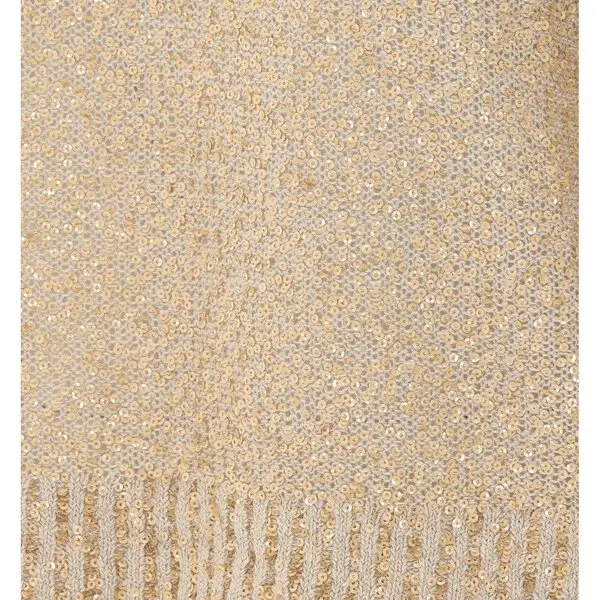 Brunello Cucinelli Sequined Crew Neck Long Sleeve Sweater - Gold
