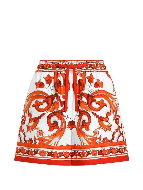 Dolce & Gabbana Majolica Print Poplin Shorts - Multicolor