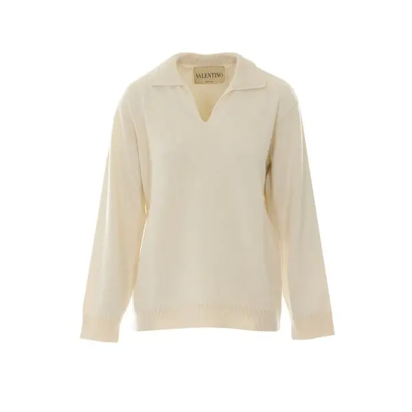 Valentino Garavani Cashmere V-neck Sweater - White